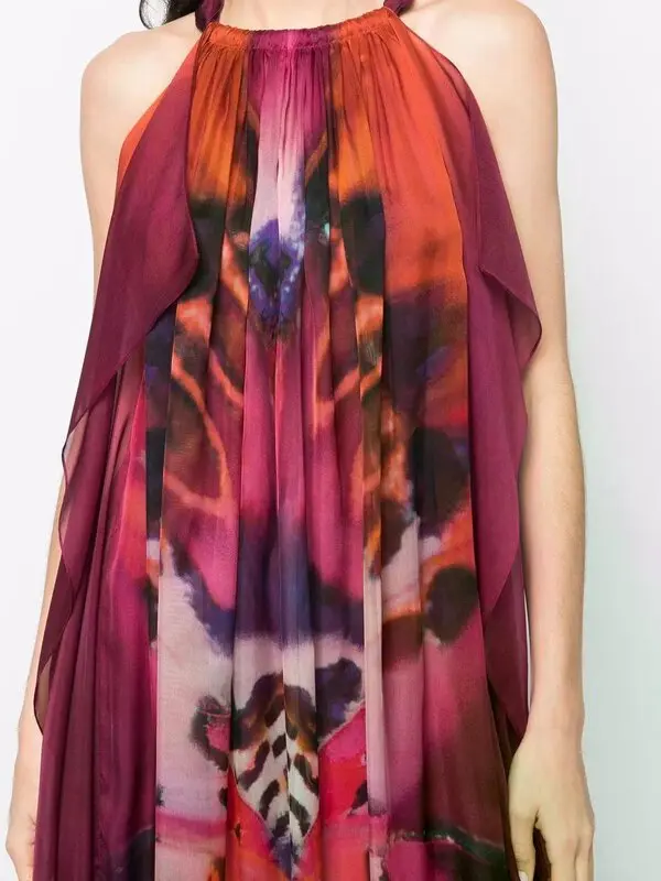Alberta Ferretti Graphic Print Silk Gown