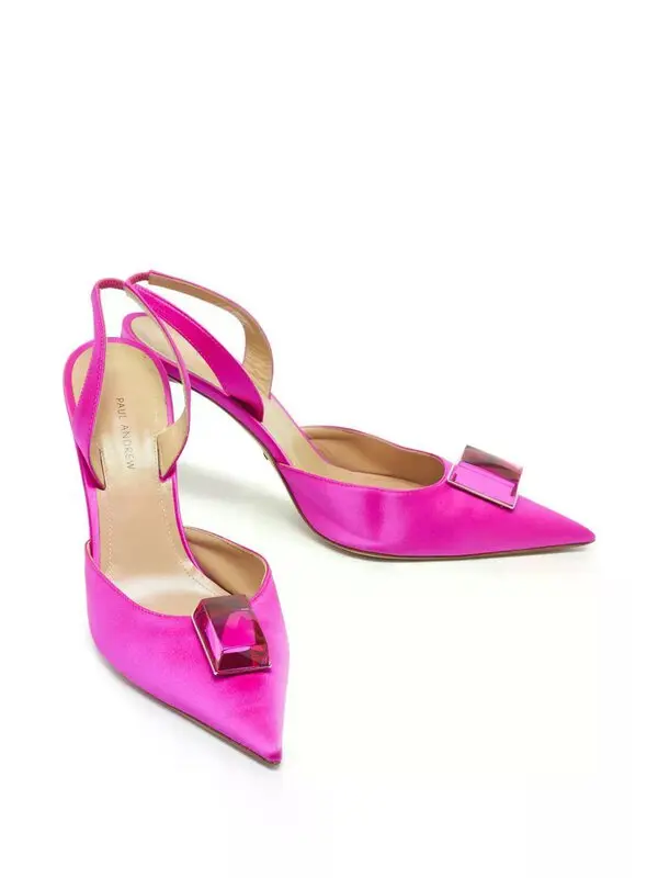 PAUL ANDREW Rhea Crystal-embellished Slingback Heeled Pumps - Pink