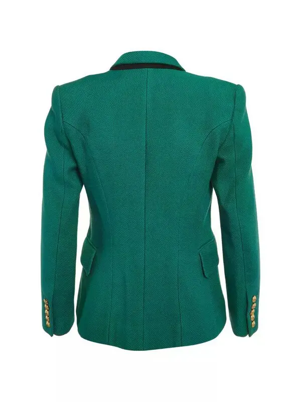 Balmain Basketweave Double-breasted Blazer - Green