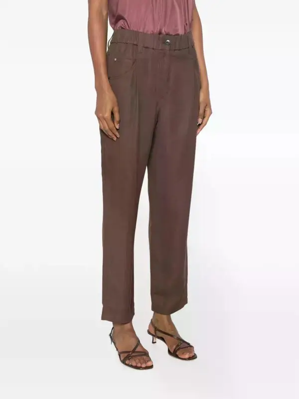 Brunello Cucinelli Elasticated-waist Straight-leg Trousers - Brown