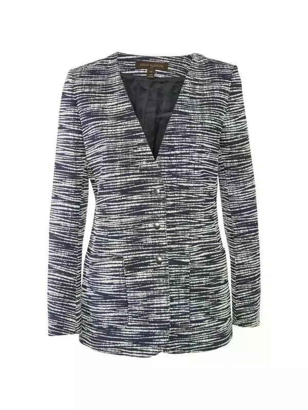 LOUIS VUITTON Navy Tweed V-neck Jacket