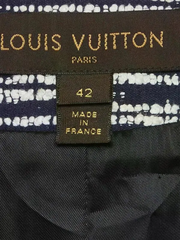 LOUIS VUITTON Navy Tweed V-neck Jacket