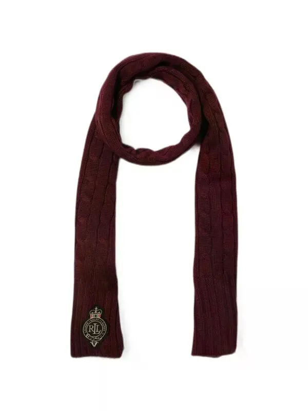 Ralph Lauren Cable-knit Logo-patch Scarf - Red