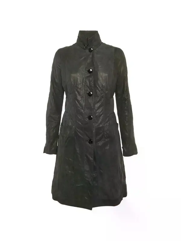 Versace Black Leather Trench Coat