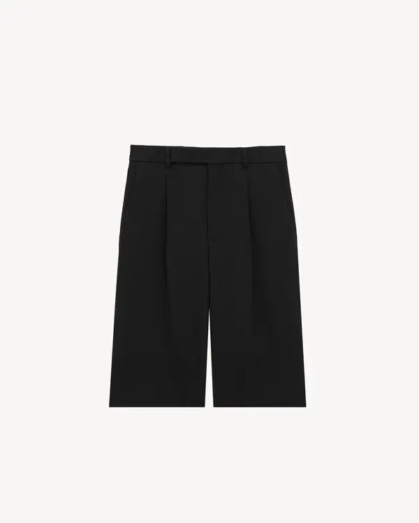 Saint Laurent Bermuda Shorts In Grain De Poudre - Noir