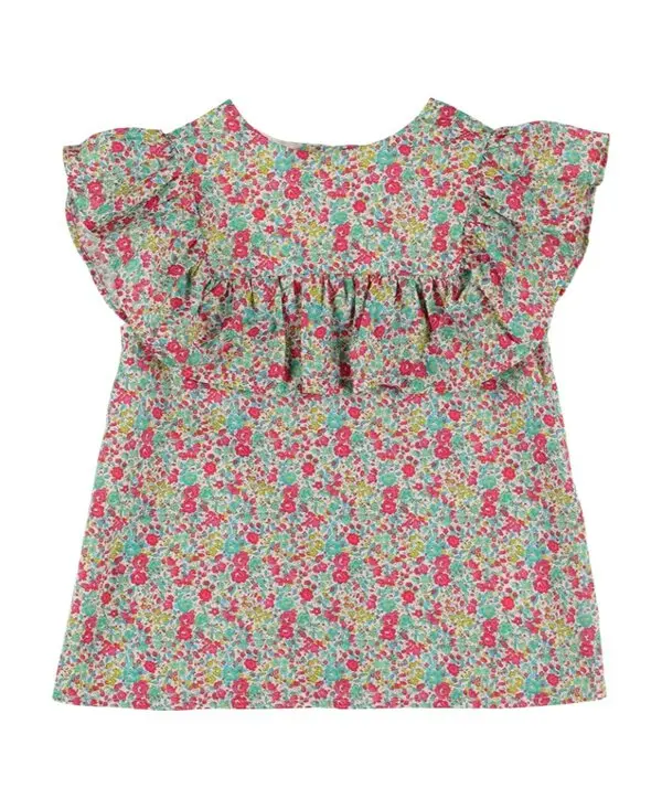 Bonpoint Printed Cotton Blouse With Ruffled Detail