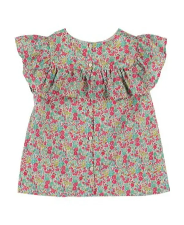 Bonpoint Printed Cotton Blouse With Ruffled Detail