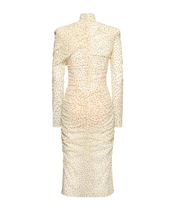 Magda Butrym Draped Stretch Silk Midi Dress With All Over Print