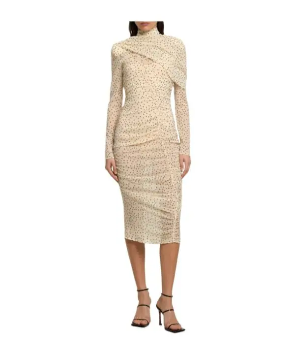 Magda Butrym Draped Stretch Silk Midi Dress With All Over Print