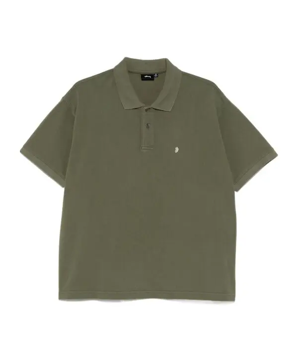 StÜssy Stssy Logo Embroidered Polo Shirt - Green