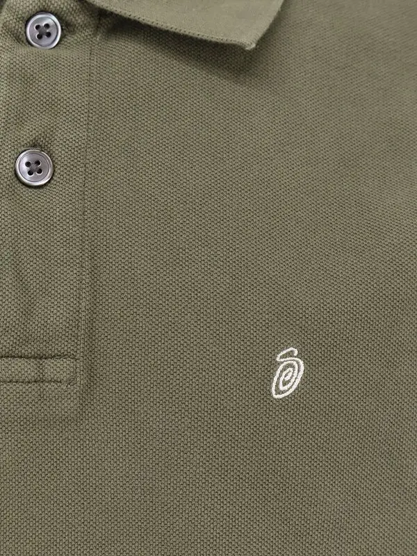 StÜssy Logo Embroidered Polo Shirt - Green
