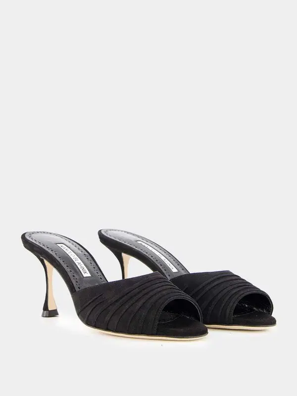Manolo Blahnik Pirua Suede 70mm Mule Heels