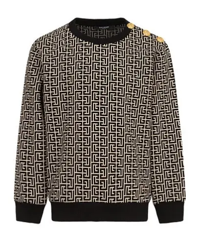 Balmain Monogram-pattern Button-detail Sweater