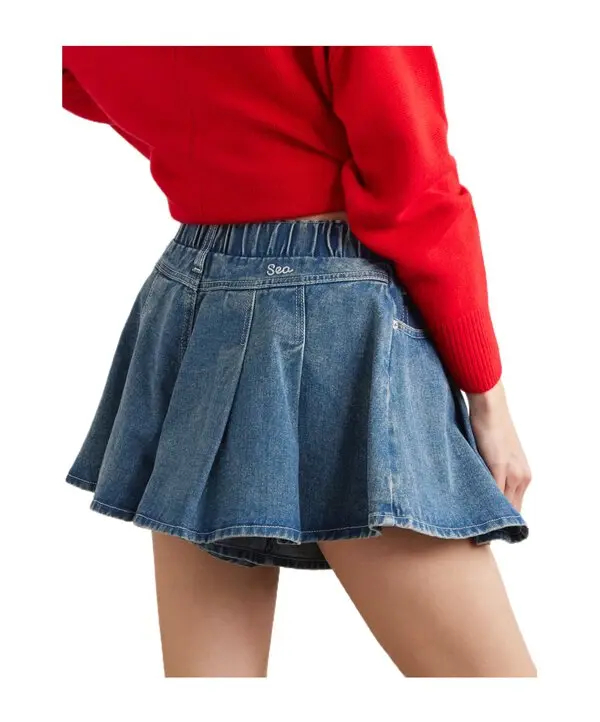 Sea Denim Pleated Skort