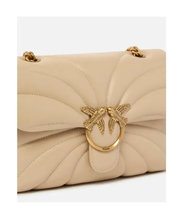 Pinko Large Love Bag Puff Quilted Shoulder Bag With Butterfly Motif Clasp