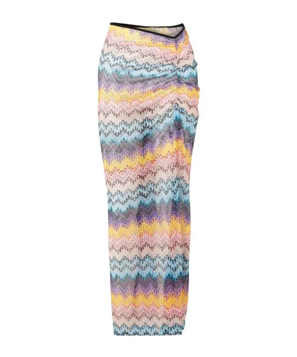 Missoni Mare Embellished Printed Metallic Mesh Maxi Skirt - Multicolor