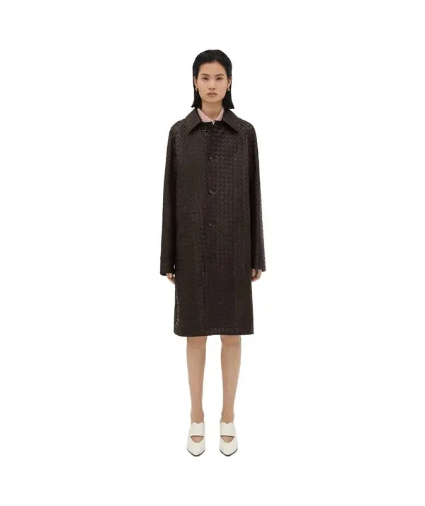 Bottega Veneta Intrecciato Leather Coat - Fudge