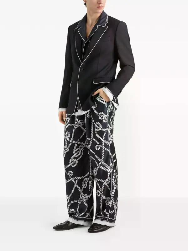 Dolce & Gabbana Marina Print Silk Twill Vanity Trousers