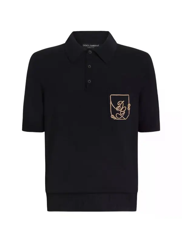 Dolce & Gabbana Virgin Wool Polo Shirt With Logo - Blue