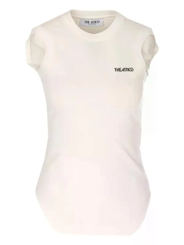 Attico Embroidered Logo T-shirt - Neutrals
