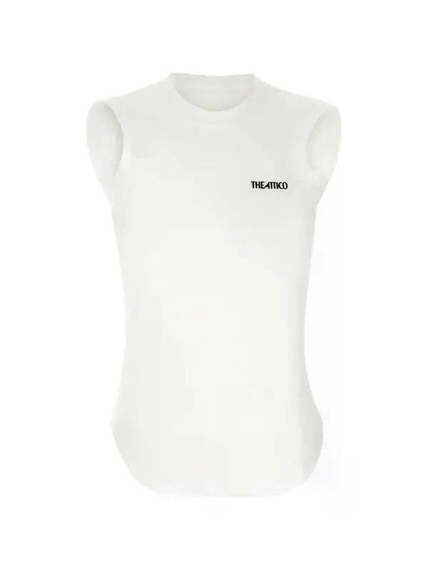 Attico Embroidered Logo T-shirt - Neutrals
