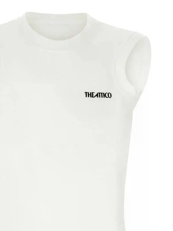 Attico Embroidered Logo T-shirt - Neutrals