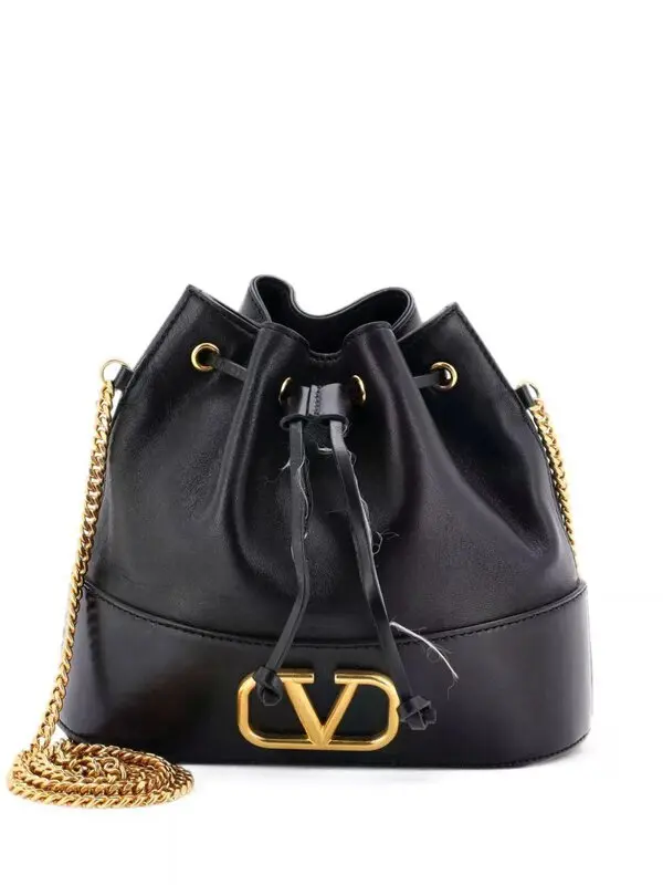 Valentino Garavani Vlogo Leather Bucket Bag - Black
