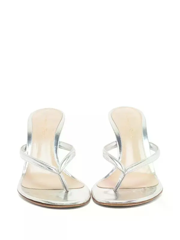 GIANVITO ROSSI Calypso Metallic Leather Thong Sandals