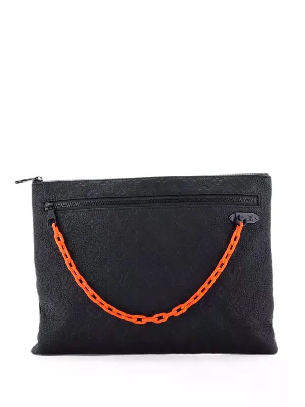 LOUIS VUITTON Monogram Taurillon Leather Pouch - Black