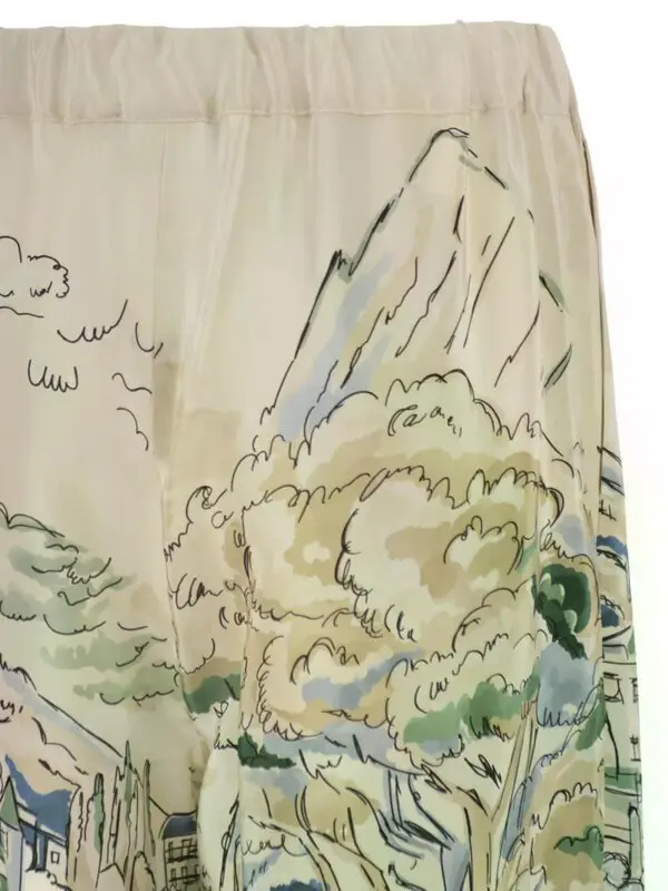 Max Mara Curva Printed Silk Trousers