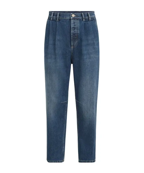 Brunello Cucinelli Comfort Cotton Denim Iconic-fit Five-pocket Trousers With Double Pleats - Medium Denim
