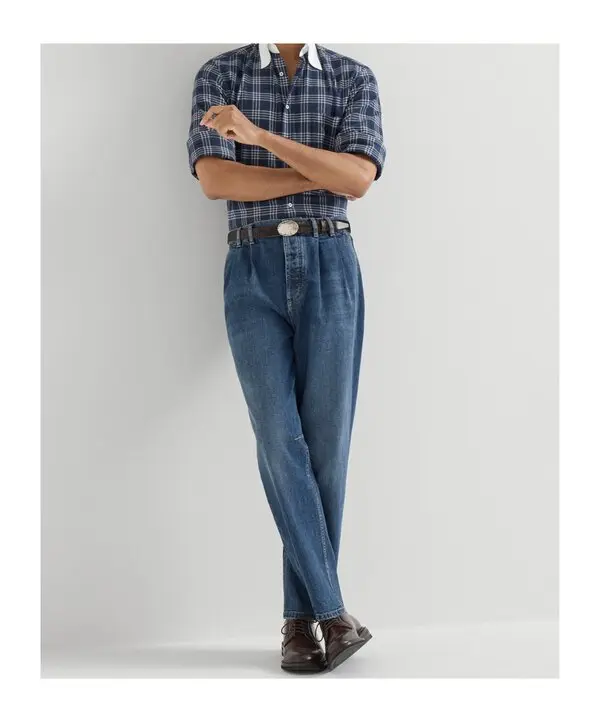 Brunello Cucinelli Iconic Fit Pleated Jeans - Medium Denim