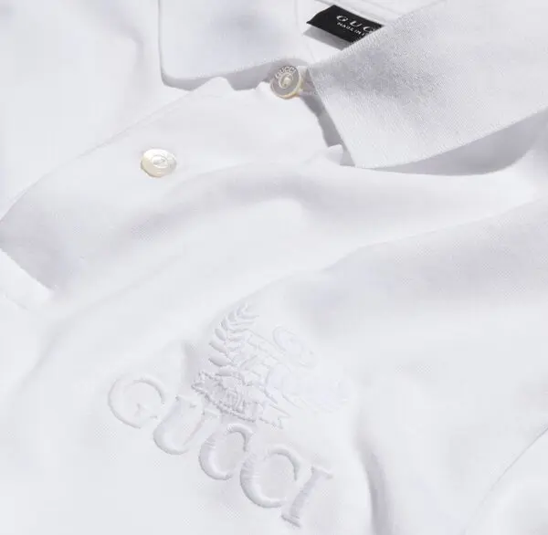 Gucci Cotton Jersey Polo Shirt With Embroidery - White