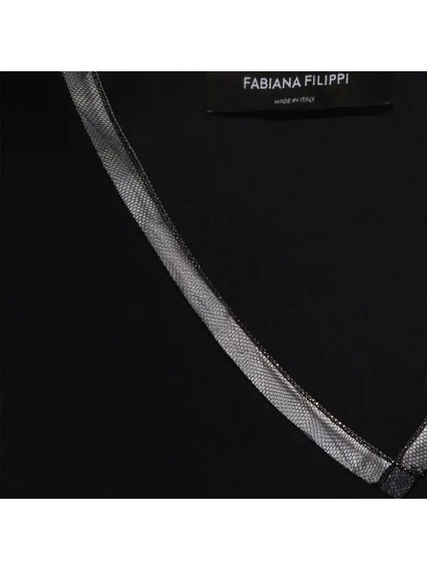 Fabiana Filippi Trimmed V-neck Long Sleeve Top
