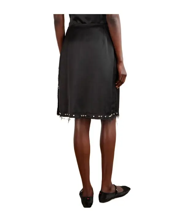 WALES BONNER Iris Studded Frayed Satin Skirt