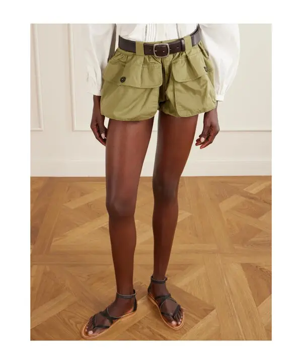 Sea Andrea Belted Cotton-twill Shorts - Green