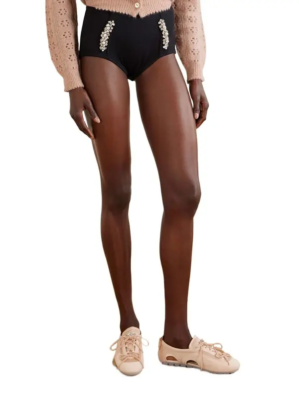 Simone Rocha Embellished Ribbed Shorts