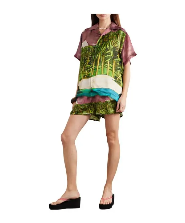 DONDE ESTEBAN Printed Silk-satin Shirt