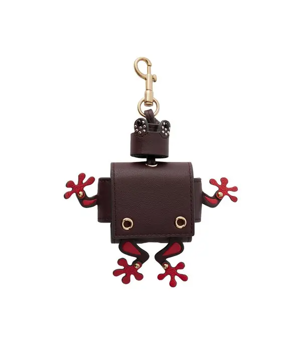 ANYA HINDMARCH Frog Textured-leather And Gold-tone Earphone Case - Black