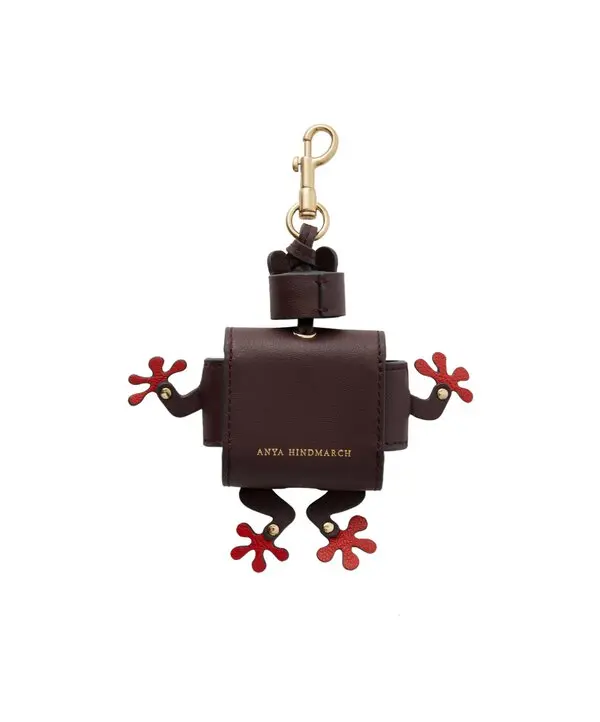ANYA HINDMARCH Frog Textured-leather And Gold-tone Earphone Case