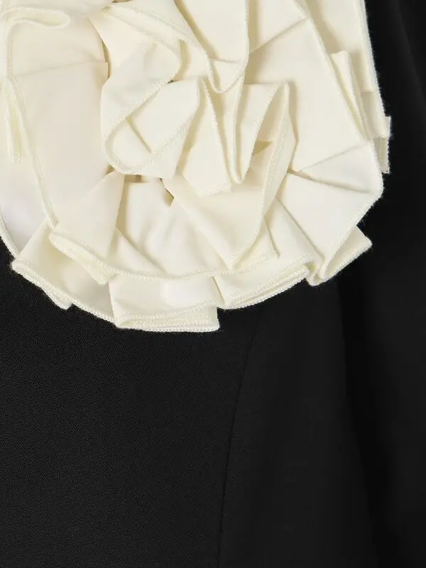 Sea Cropped Blazer With Fabric Flower Appliqu