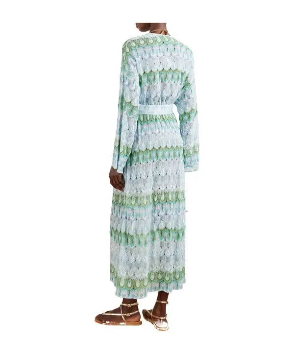 Missoni Belted Metallic Crochet-knit Kaftan