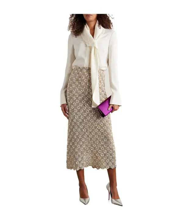Oscar De La Renta Embellished Midi Skirt