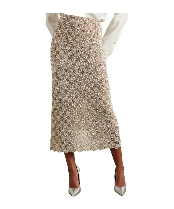 Oscar De La Renta Embellished Midi Skirt