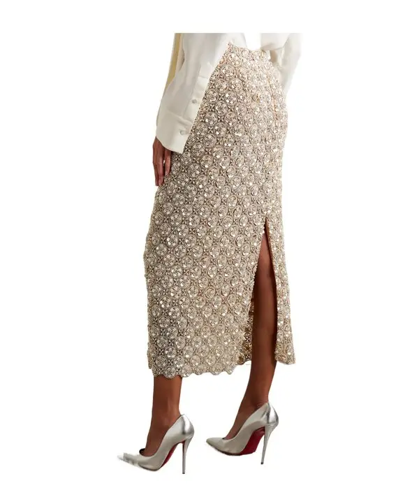 Oscar De La Renta Embellished Midi Skirt