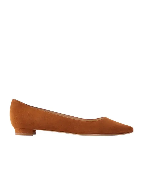 Manolo Blahnik Bb Suede Ballet Flats - Brown