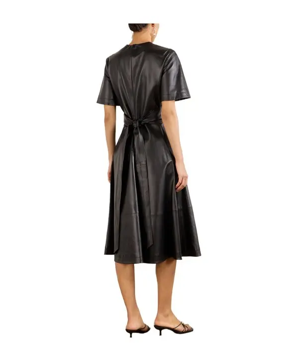 Altuzarra Wrap-effect Paneled Leather Midi Dress