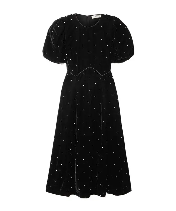 Sea Alberta Embellished Velvet Midi Dress