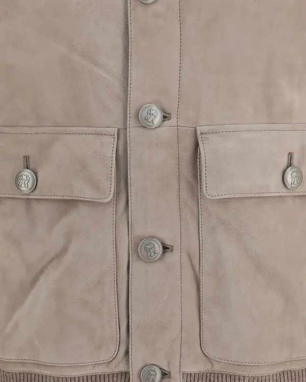 Brunello Cucinelli High-neck Suede And Knit Jacket - No