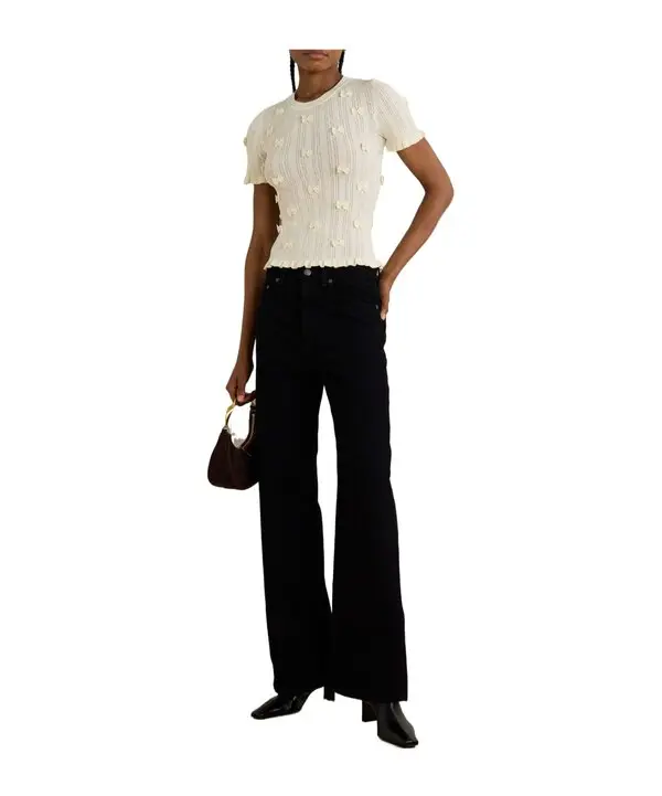 Sea Bow Detail Ruffled Top - No
